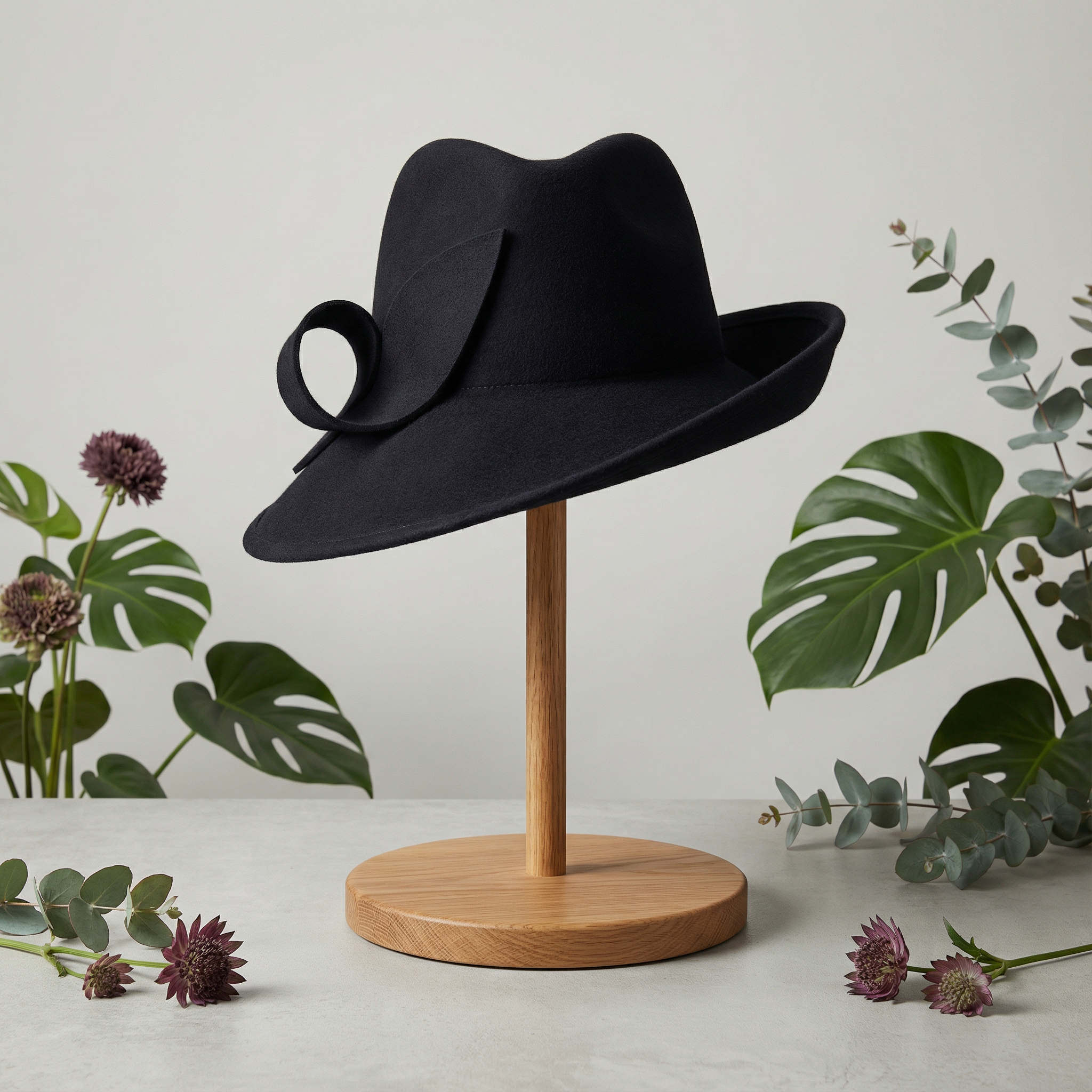 Black Sculpted Wool Brim Hat | Elegant Oversized Wool Hat – Manor Hats