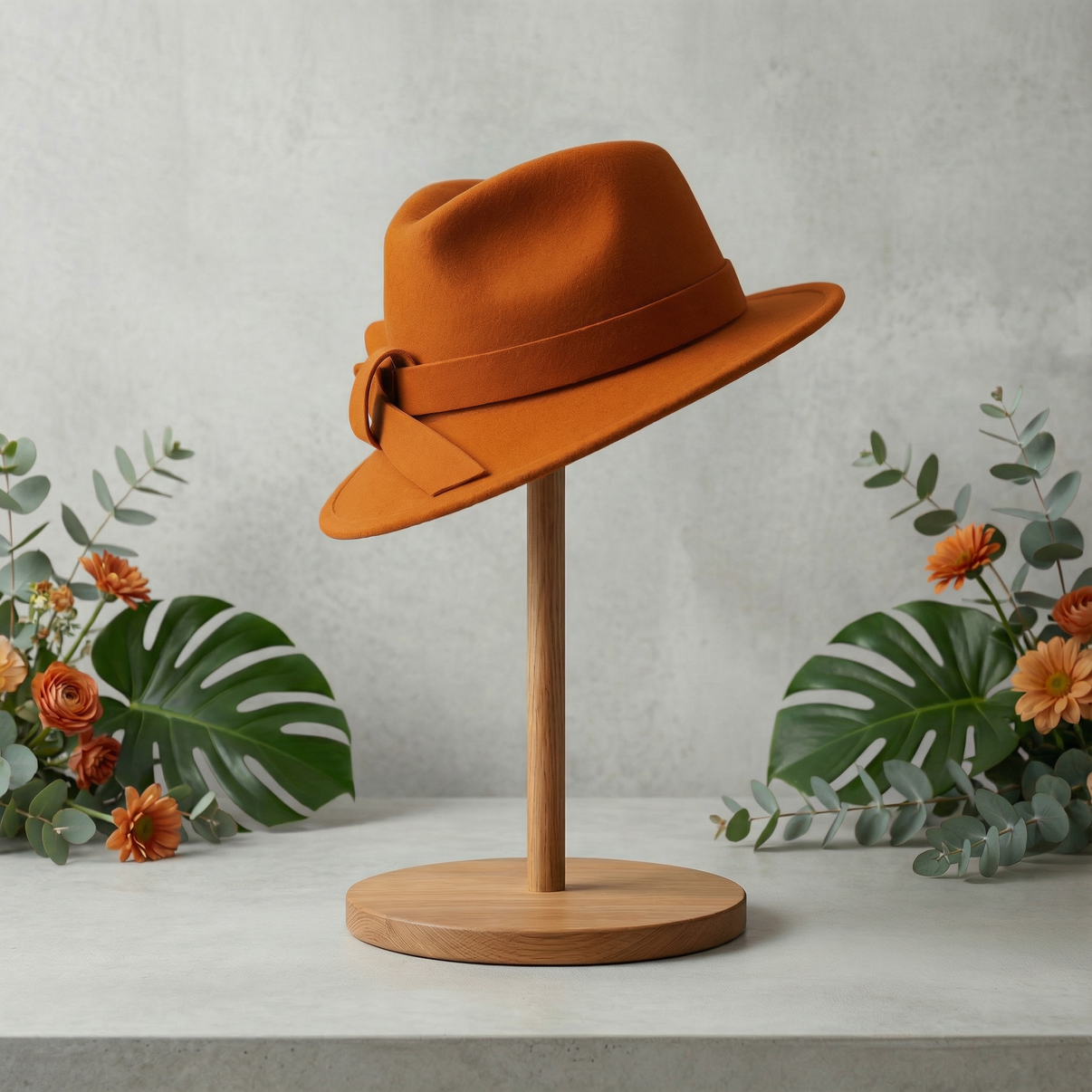 Rust Wool Sculpted Brim Hat | Elegant Autumn Wool Hat – Manor Hats